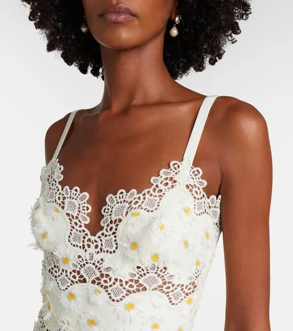 Elie Saab Embroidered Guipure Lace Tulle Maxi Dress