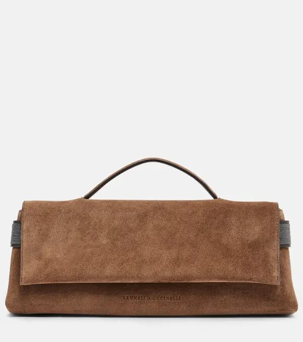 Brunello Cucinelli Small Suede Top-handle Bag - Brown