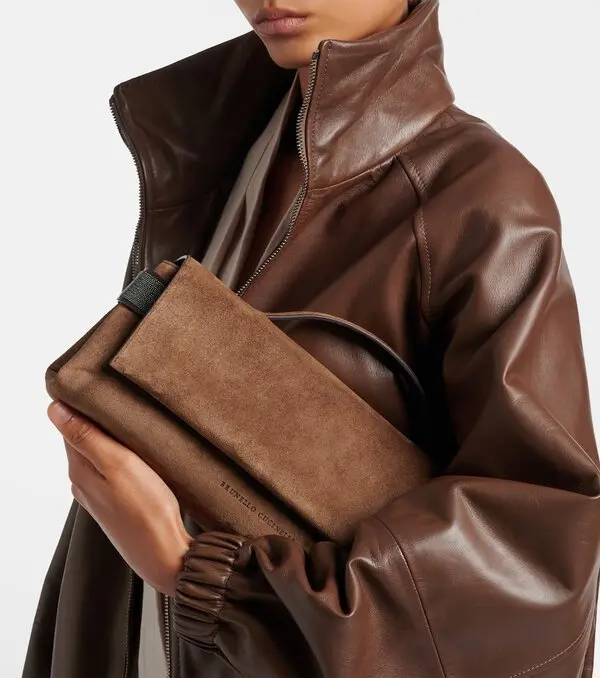 Brunello Cucinelli Small Suede Top-handle Bag - Brown