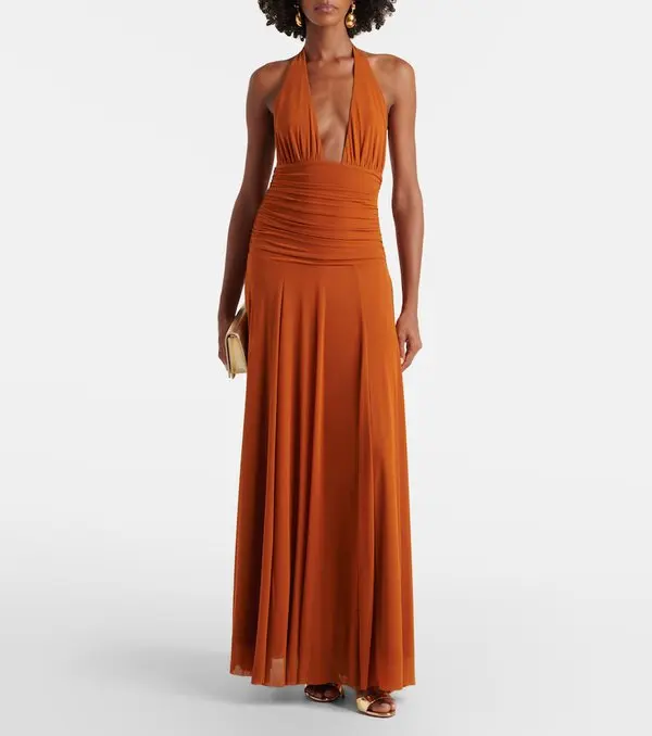 Staud Alessandra Halterneck Maxi Dress - Orange
