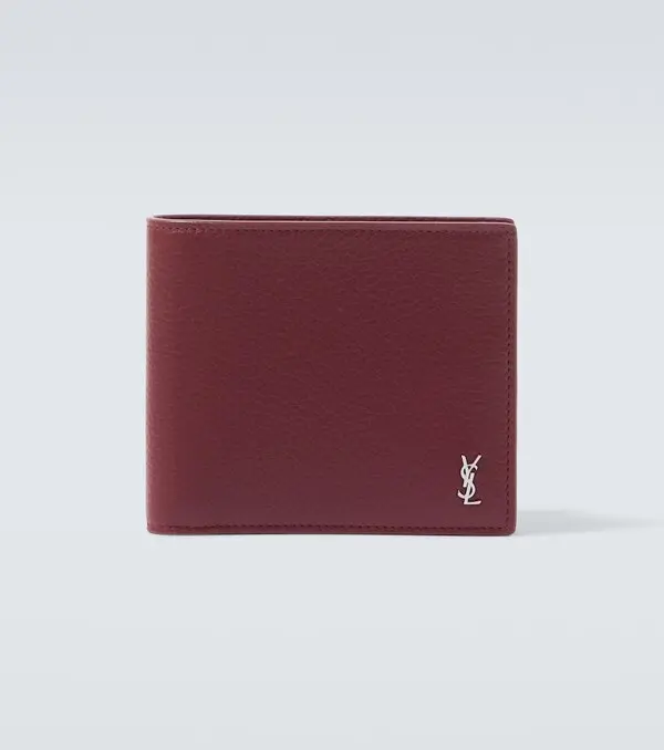 Saint Laurent Cassandre Leather Wallet - Burgundy