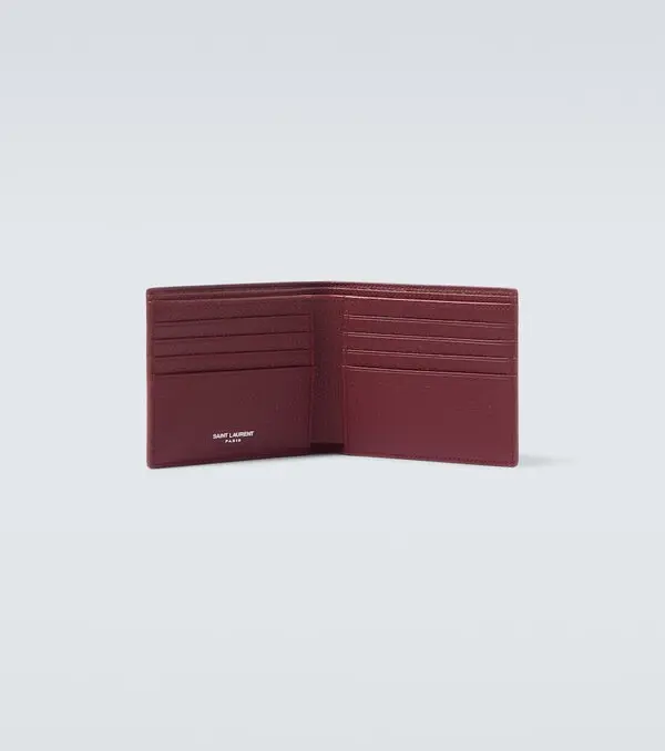 Saint Laurent Cassandre Leather Wallet - Burgundy