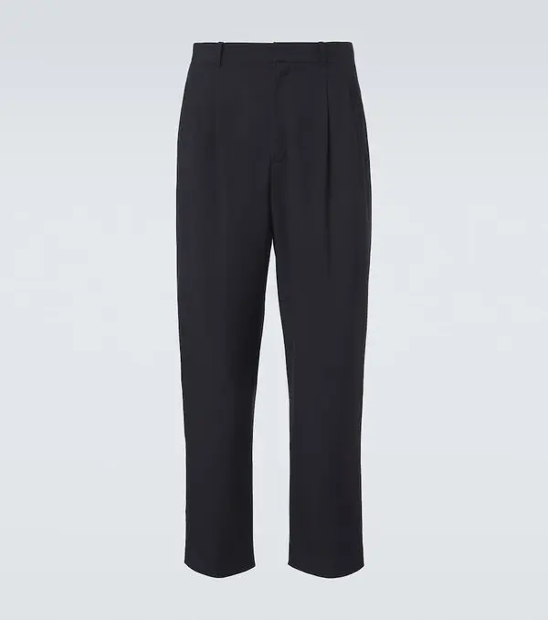 THE ROW Tarek Virgin Wool Straight Leg Trousers - Blue