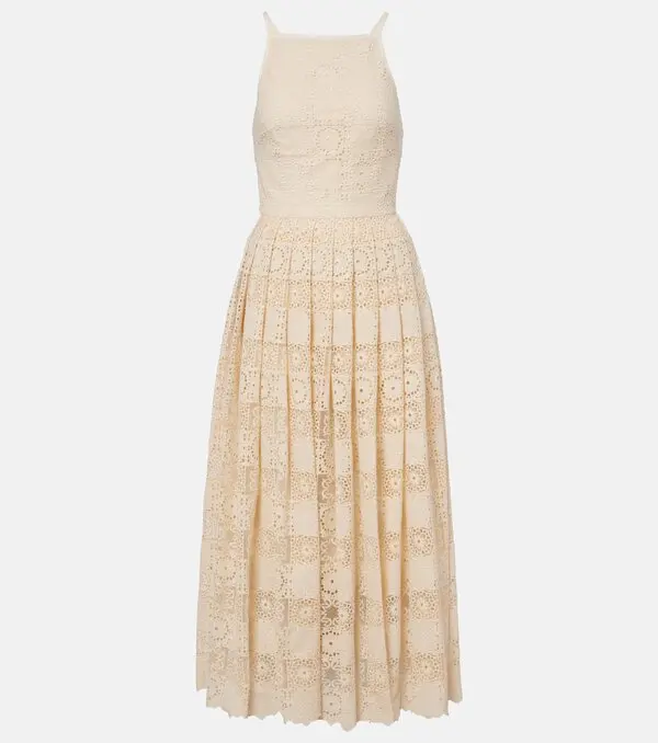 Elie Saab Silk And Cotton-blend Guipure Lace Midi Dress - Beige