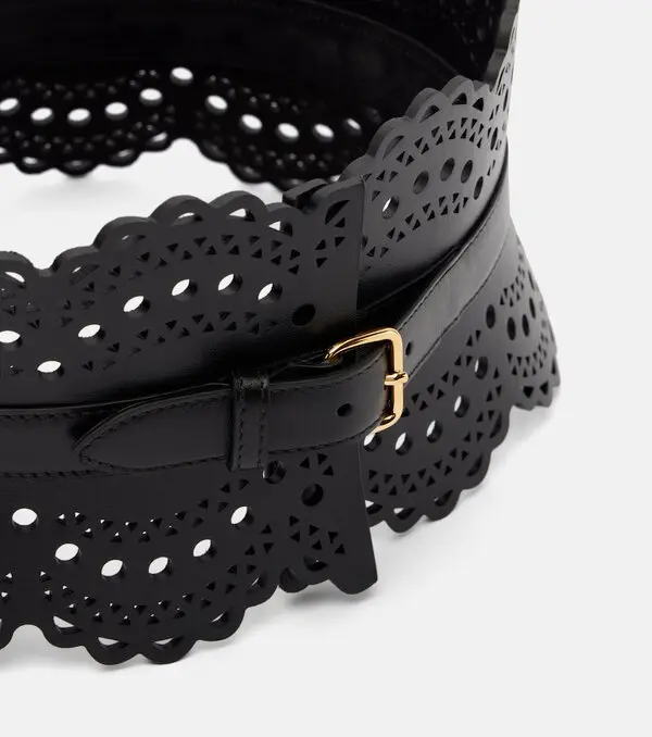 Alaïa Vienne Wave Leather Belt - Black