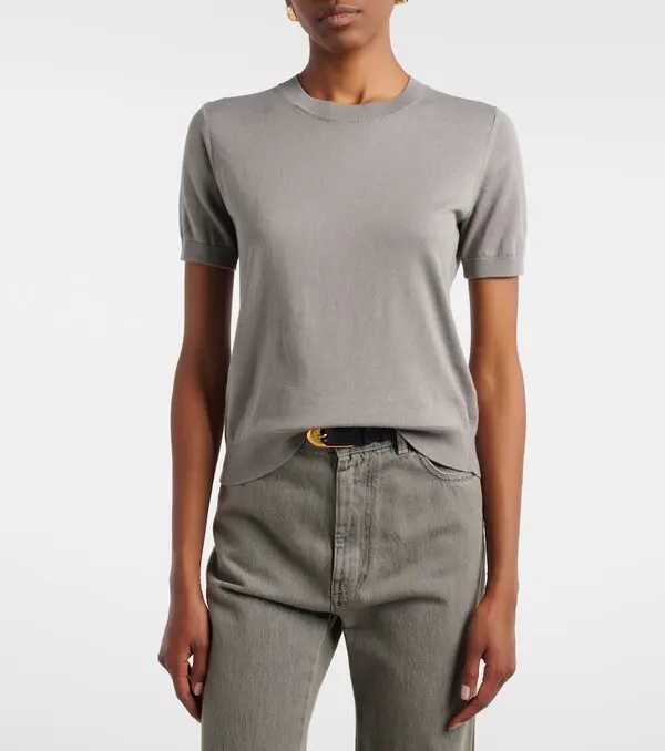 Max Mara Cotton, Silk, And Cashmere Crewneck Top