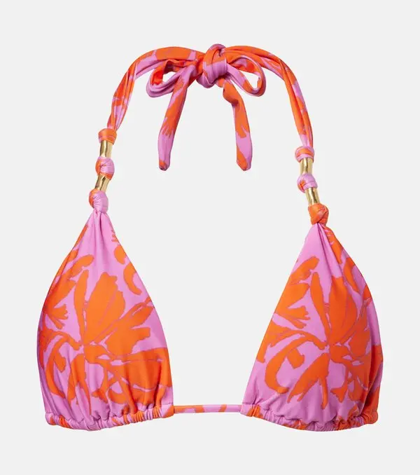 VIX PAULA HERMANNY Printed Triangle Bikini Top - Pink
