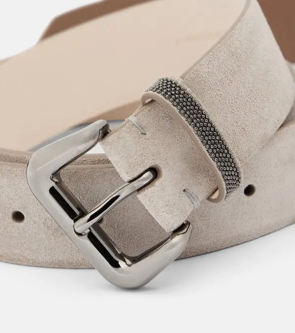 Brunello Cucinelli Monili Suede Belt - Grey