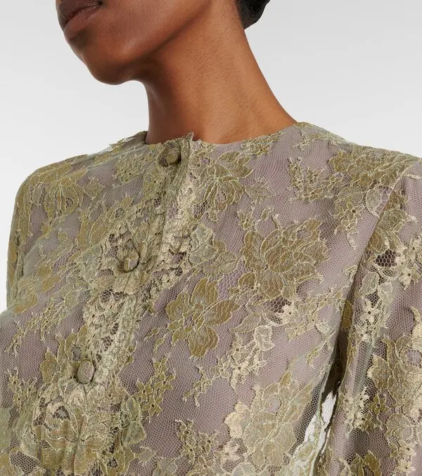 Saint Laurent Lace And Silk Trimmed Mini Dress