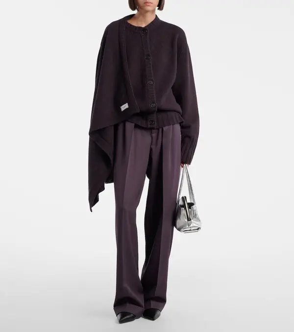 Attico Wool And Cashmere Cardigan With Scarf Detail