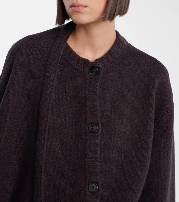 Attico Wool And Cashmere Cardigan With Scarf Detail