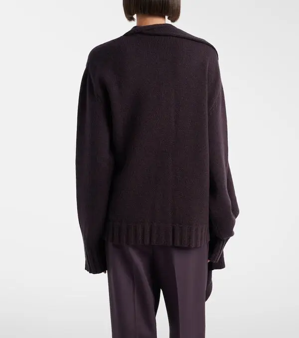 Attico Wool And Cashmere Cardigan With Scarf Detail