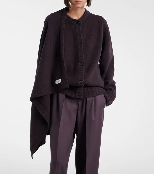 Attico Wool And Cashmere Cardigan With Scarf Detail