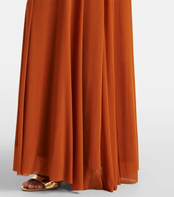 Staud Alessandra Halterneck Mesh Maxi Dress - Orange