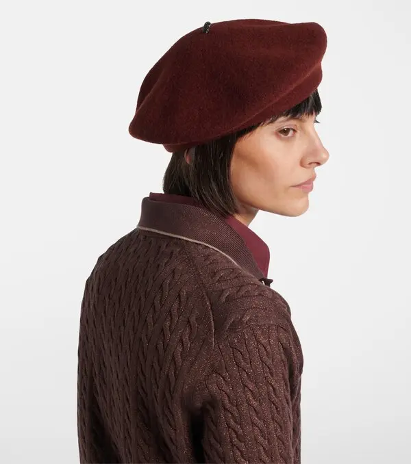 Brunello Cucinelli Monili Wool Beret - Brown