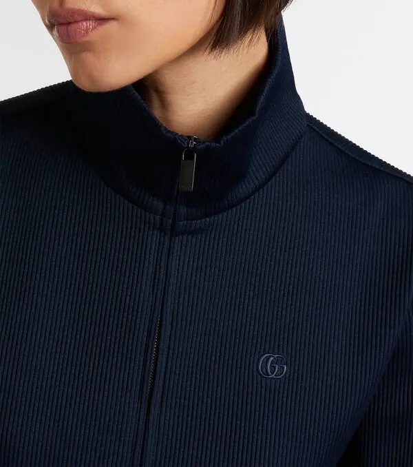 Gucci Zip-up Jersey Sweatshirt With Web Stripe Detail