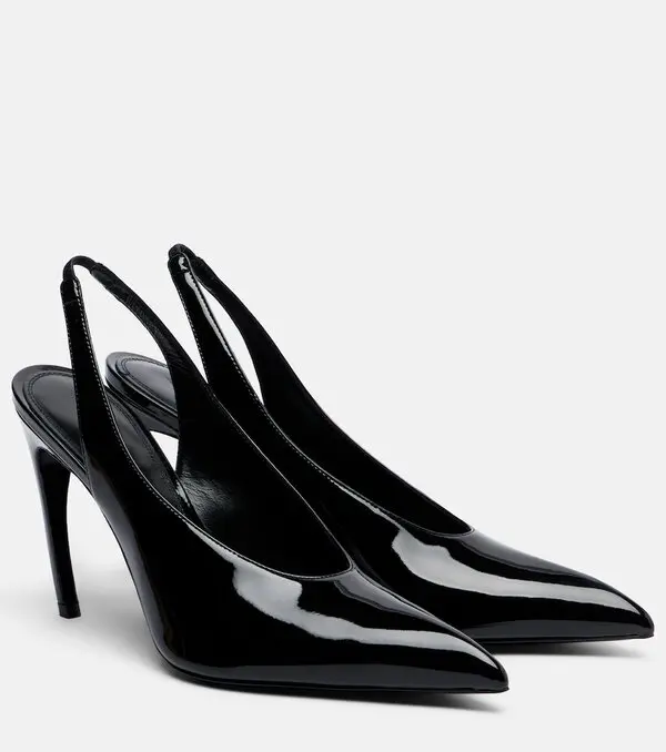 Attico Viper Leather Slingback Pumps - Black