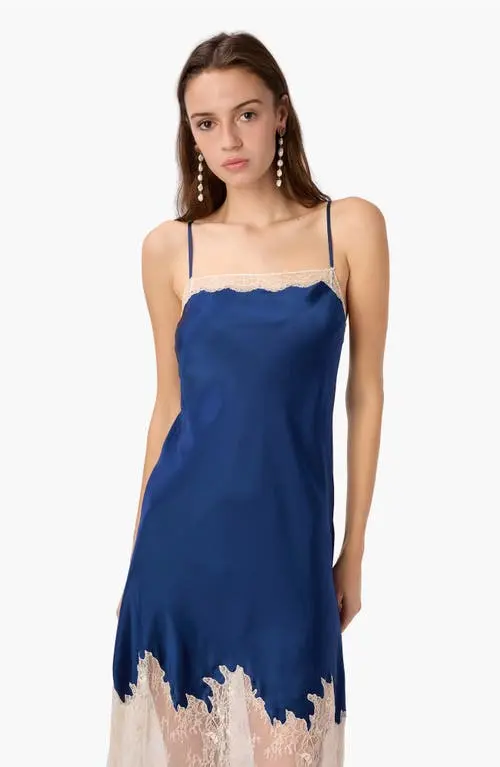 Cami Nyc Verity Sheer Lace Trim Silk Slipdress