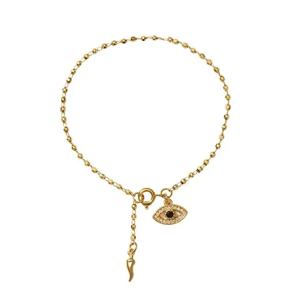 ALEXIE OF ATHENS Protection Evil Eye Bead Bracelet - Gold
