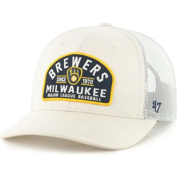 '47 Milwaukee Brewers Leland Adjustable Trucker Hat - Cream