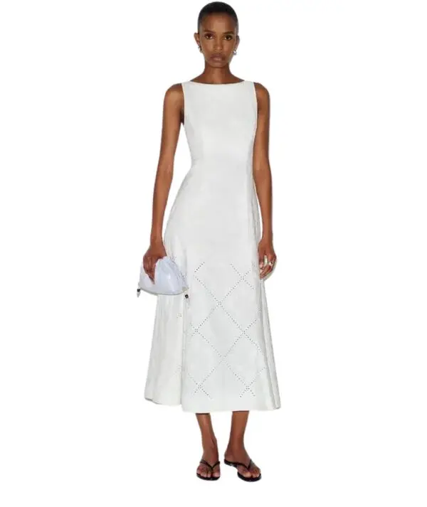 REFORMATION Lilith Sleeveless Dress With Embroidery - Ivory