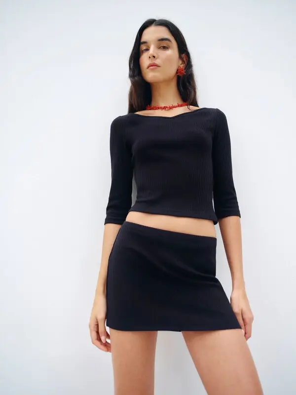 REFORMATION Ara Knit Two Piece - Black