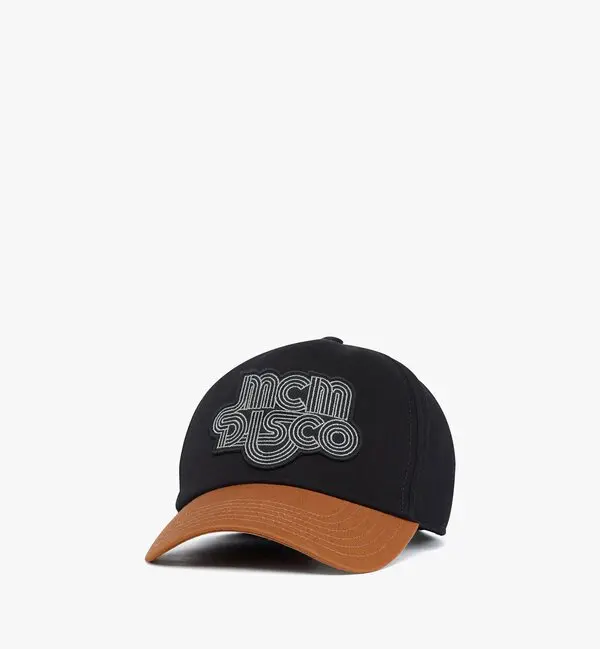 Mcm Disco Logo Embroidery Cap In Cotton Twill - Black
