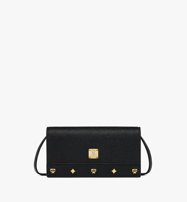 Mcm Pina Crossbody Wallet In Studded Calfskin