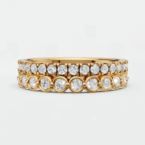AYA FINE JEWELRY 0.71 Ctw Double Row Round Brilliant Diamond Eternity Wedding Band In 14k Gold - Yellow