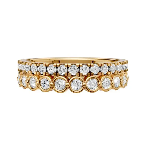AYA FINE JEWELRY 10k Gold Lab Diamond Double Row Band Ring 0.71 Ctw - Yellow