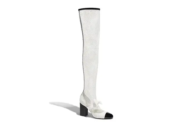 Chanel Resille Mary Jane Thigh Highs - White/black