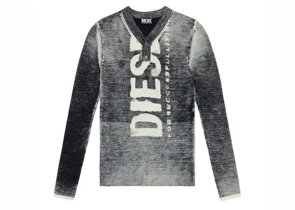 DIESEL® Katullus Printed Wool Jumper With Logo - Black