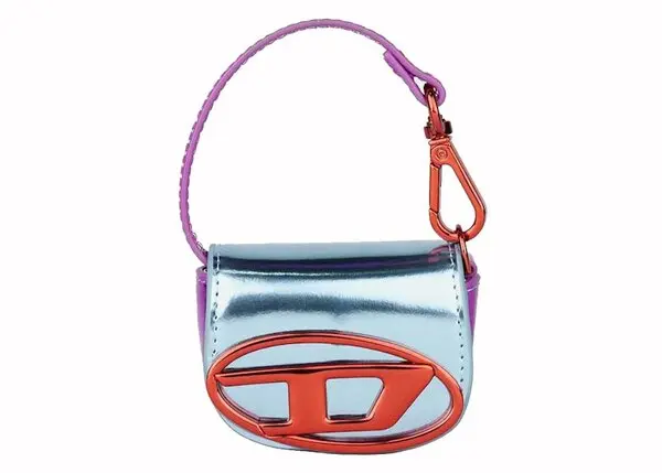DIESEL® 1dr Xxs Iconic Bag Charm In Mirror Leather - Azure