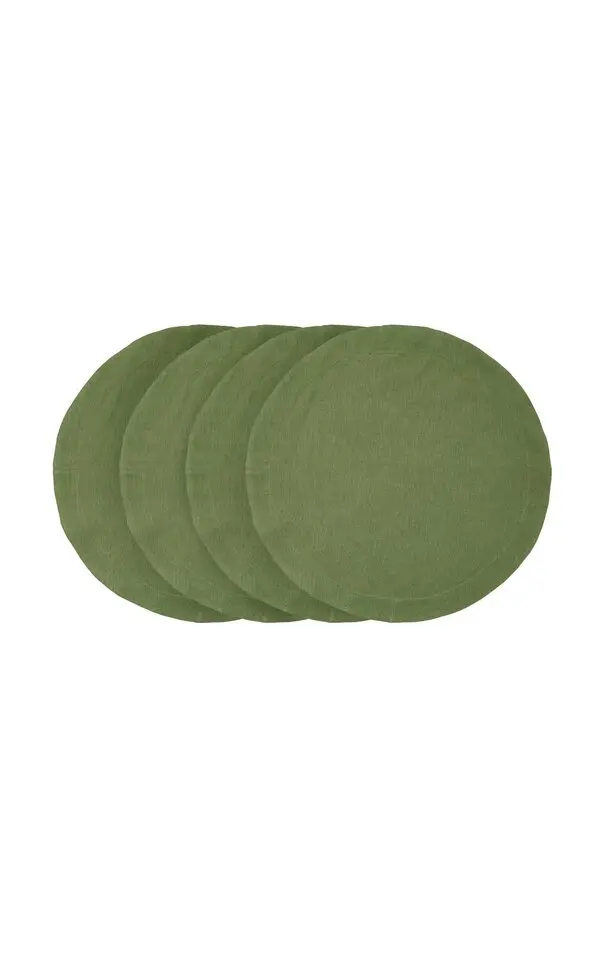 MODA DOMUS Set-of-four Round Linen Placemats - Green