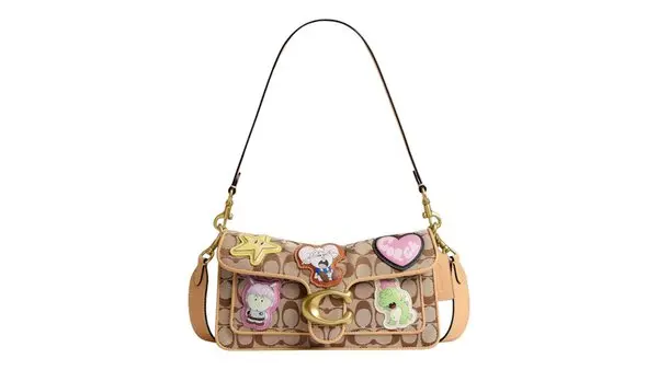 COACH X Brain Dead Soft Tabby Shoulder Bag 26 In Signature Jacquard With Patches - Khaki