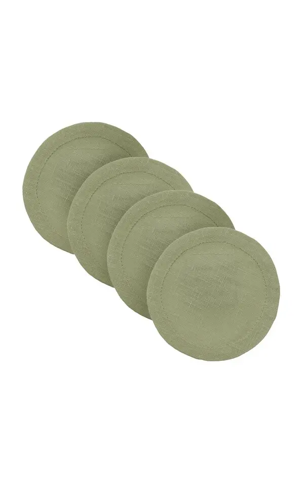 MODA DOMUS Set-of-four Linen Coasters - Green