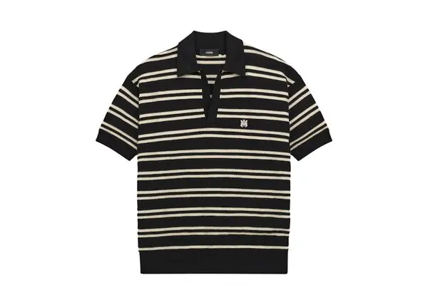 Amiri Ma Stripe Short Sleeve Polo Shirt