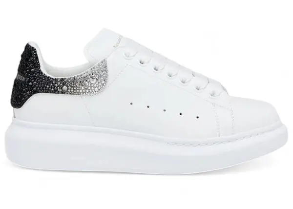 Alexander McQueen Oversized Silver Crystalin - White/black