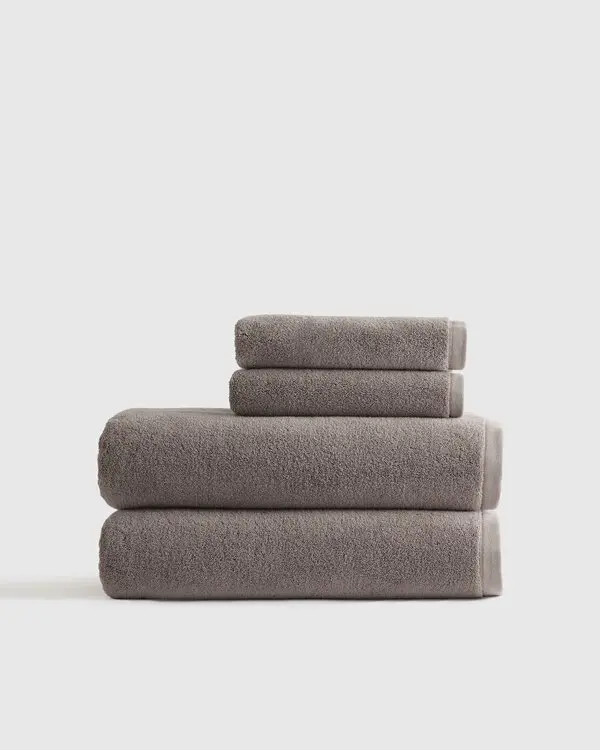Quince Plush Organic Turkish Cotton Bath Sheet Bundle - Heather Brown