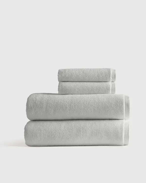 Quince Plush Organic Turkish Cotton Bath Sheet Bundle - Light Grey