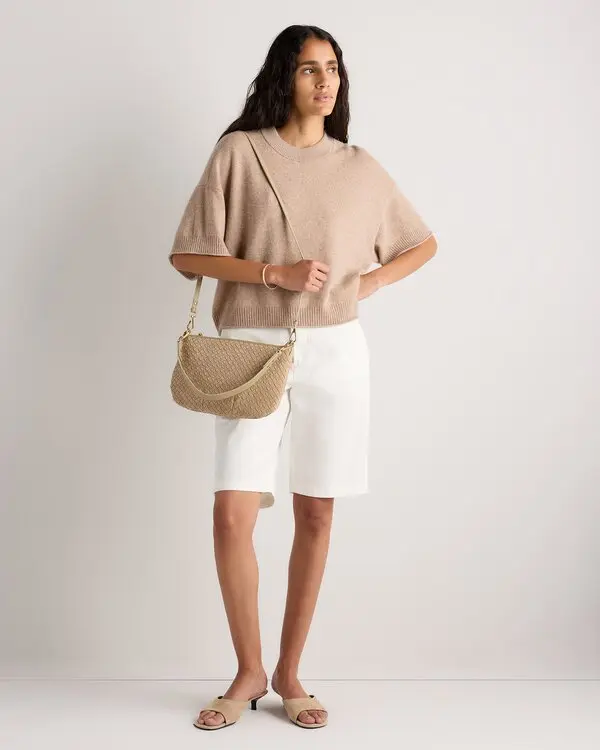 Quince Suede Handwoven Mini Shoulder Bag - Sand