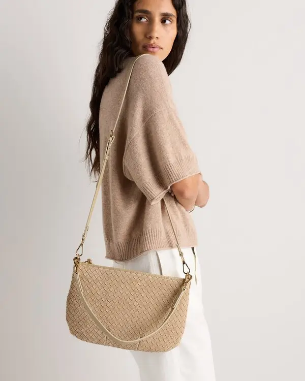 Quince Suede Handwoven Mini Shoulder Bag - Sand