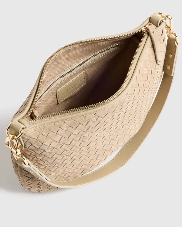 Quince Suede Handwoven Mini Shoulder Bag - Sand
