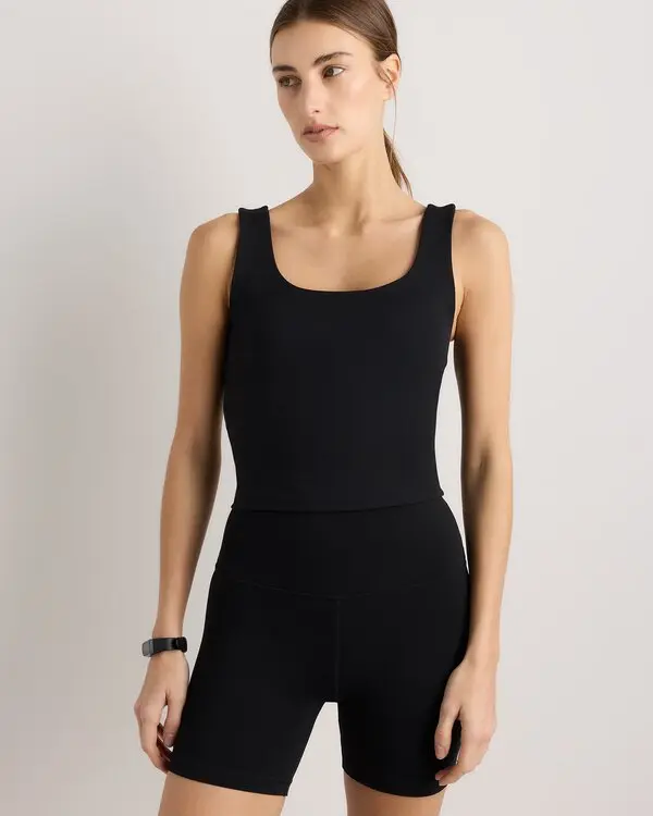 Quince Power-up Scoop Neck Bra Tank Top - Black