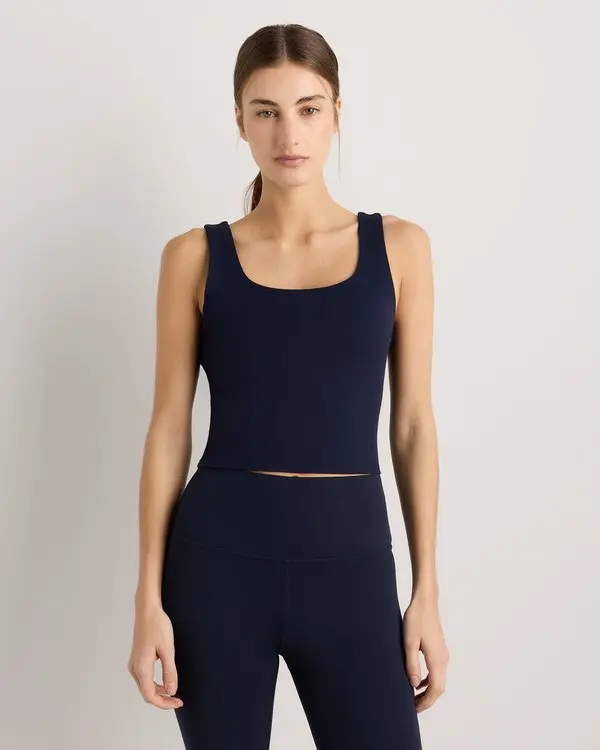 Quince Power-up Scoop Neck Bra Tank Top - Deep Navy