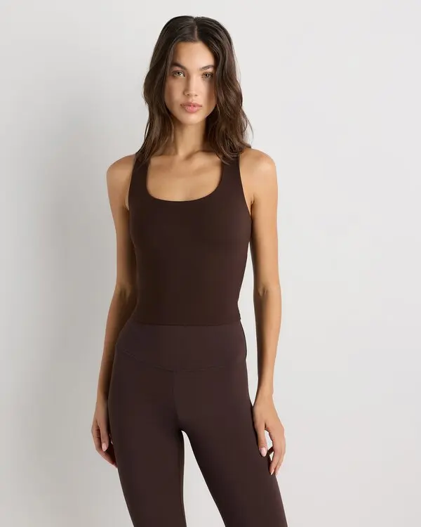 Quince Power-up Scoop Neck Bra Tank Top - Espresso