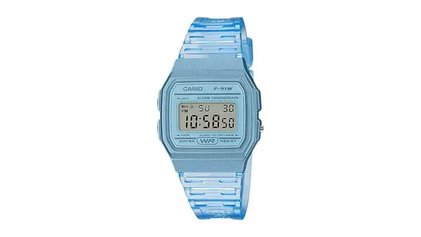 Casio Transparent Blue Digital Watch F91ws2cf