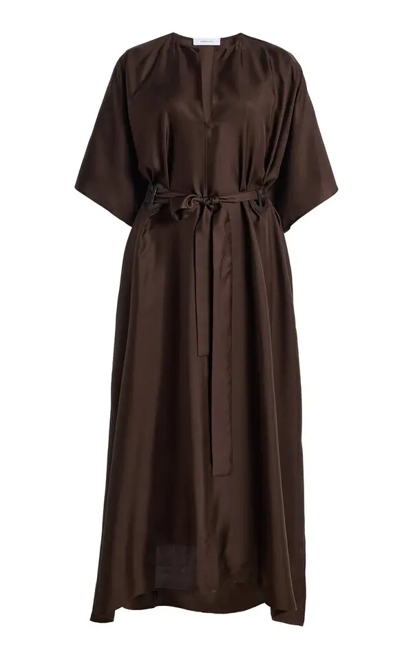 FERRAGAMO Belted Silk Midi Dress