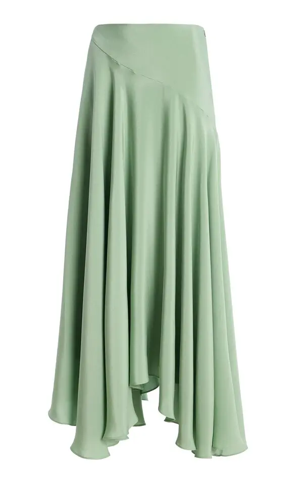 RODARTE Bias Silk-crepe Midi Skirt - Green