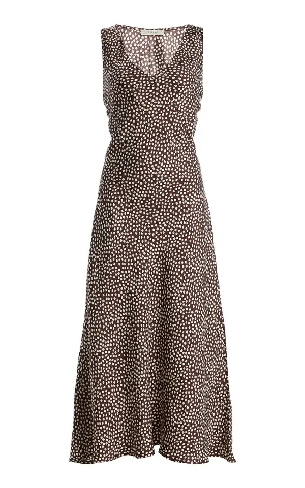 Asceno Provence Silk Maxi Dress - Brown
